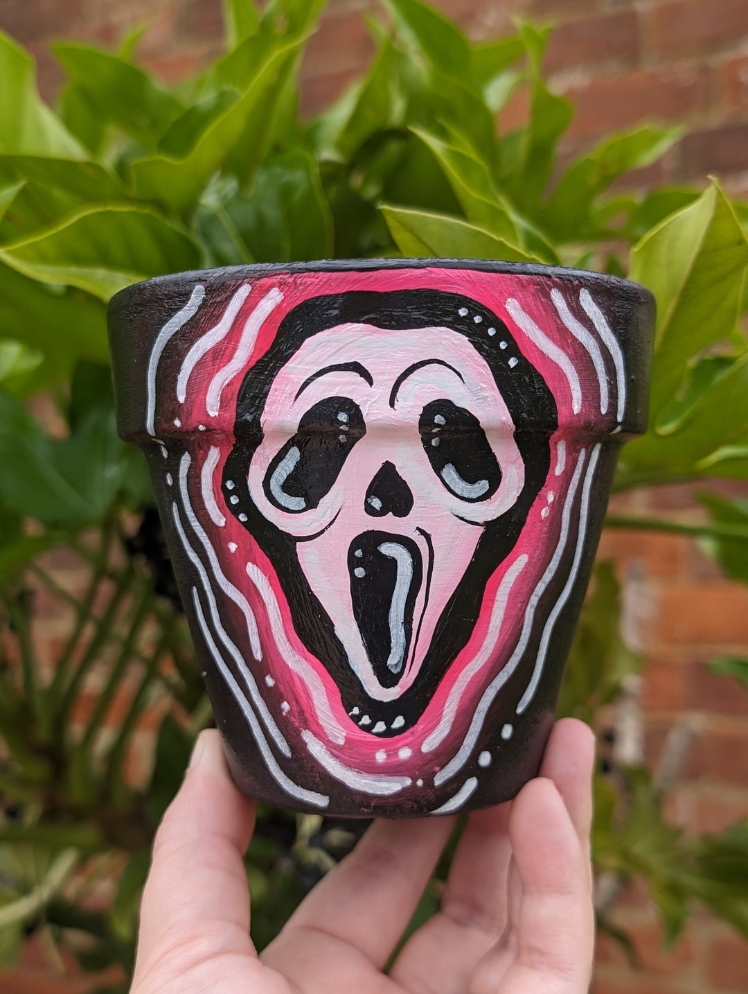 Hand Painted Plant Pot Small, Ghost Face Scream Design - Etsy UK