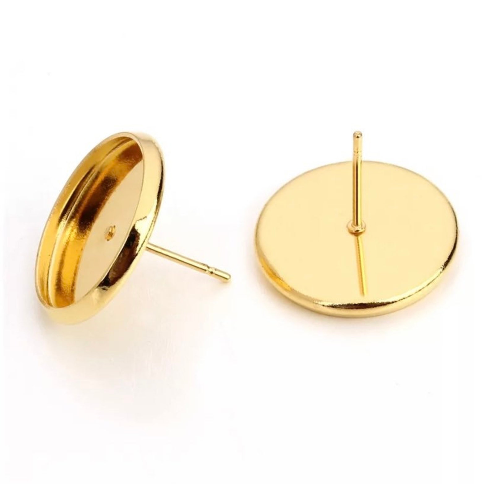 8mm Gold Earring Blank Bezel Cabochon DIY Jewelry Set of 10 5 - Etsy