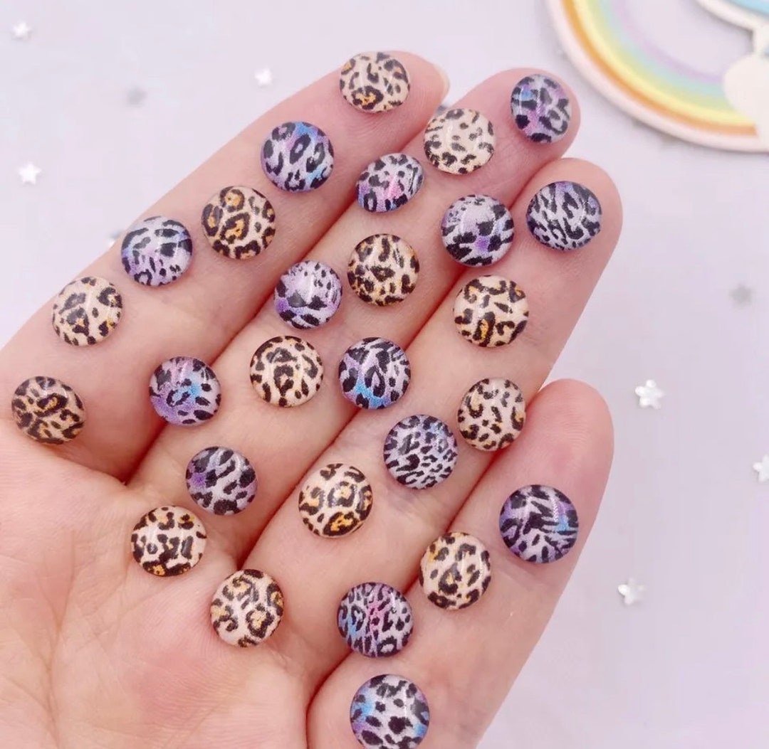 8mm Leopard Cabochons 8mm Animal Print Cabochons Round Cabochons Glass ...