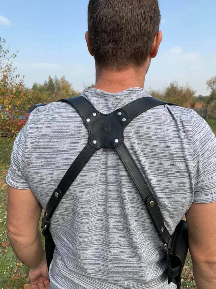 Holster Bag Leather Shoulder Harness Bag Suspenders Phone Pockets and ...