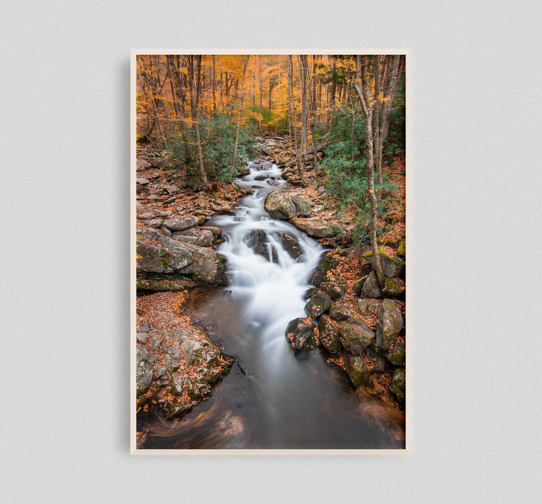 Waterfall Print, Fall for the Leaves, Hiking, Autumn Photography, Water ...
