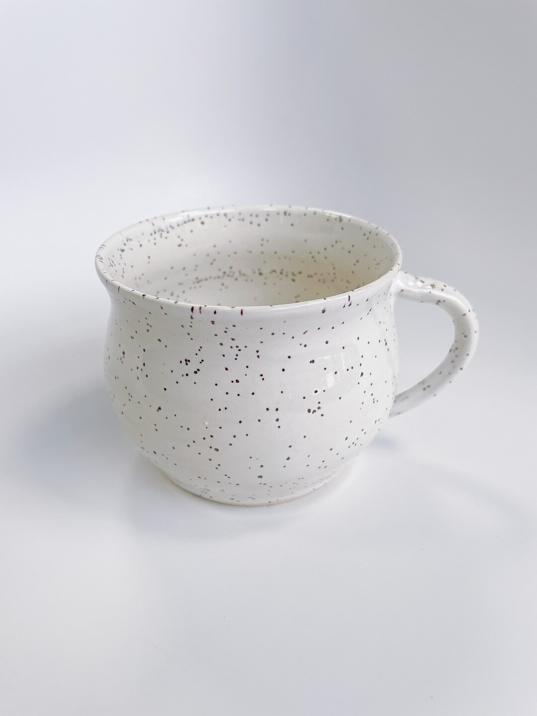 Large Speckled Ceramic Belly Mug - Handmade Pastel Minimal Ceramic Mug ...
