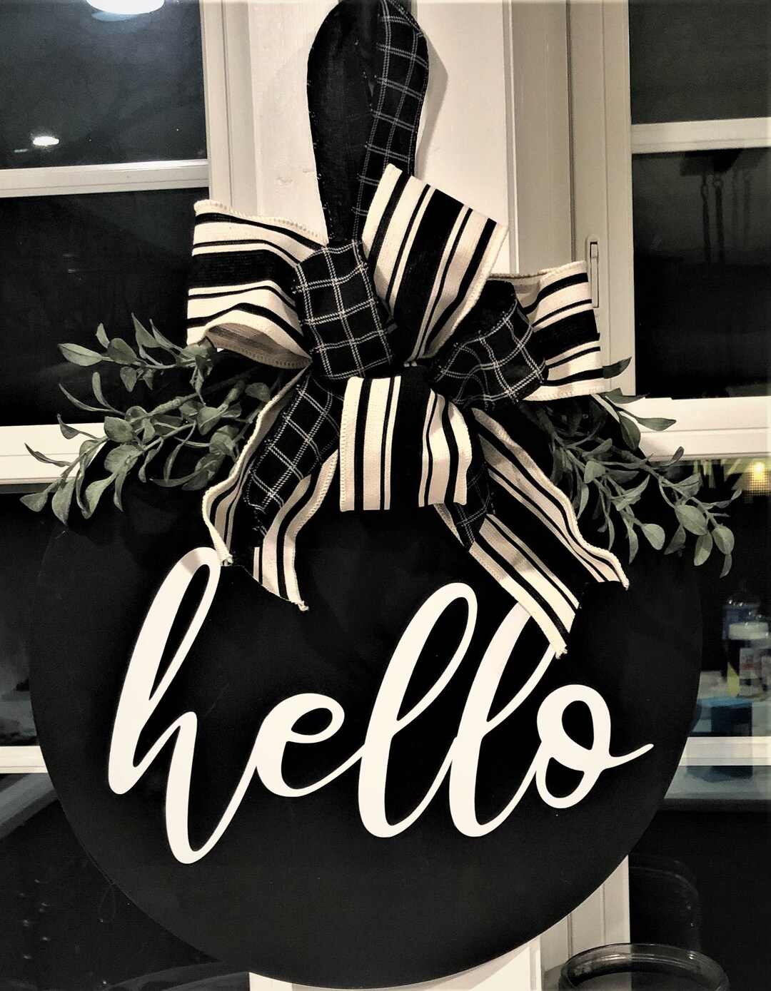 Welcome Sign, Wood Round Sign, Front Door Hanger, Door Signs, Home ...
