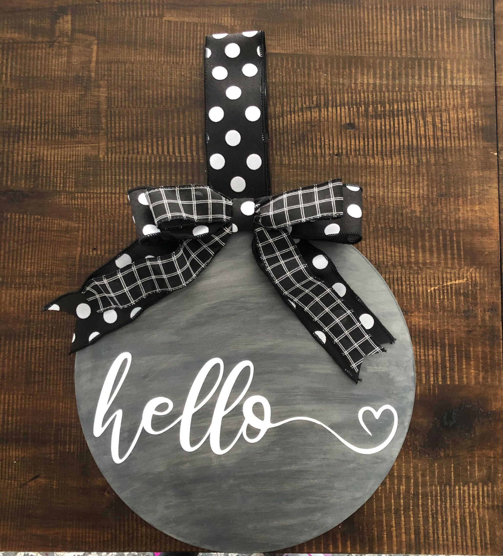 Hello Door Sign - Wood Round Sign - Front Door Hanger - Door Signs ...