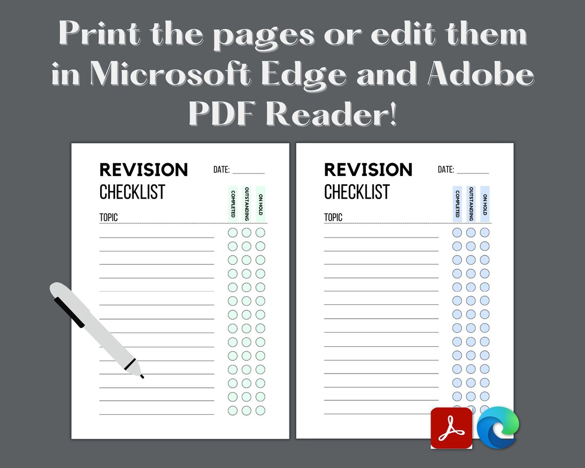 Study and Revision Checklist, Printable Student Planner and Tracker for ...