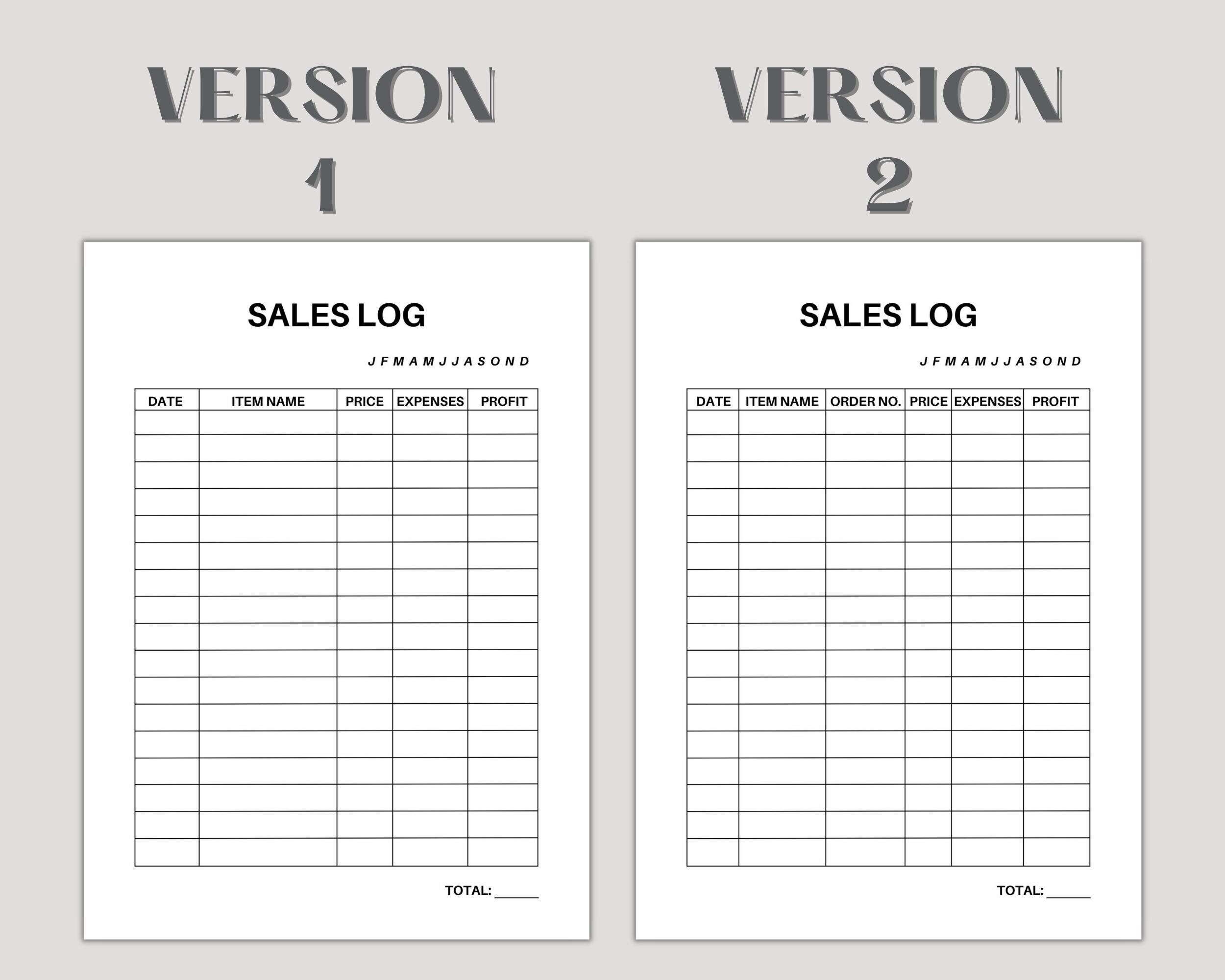 Sales Log, Printable Sales Tracker, Order Tracker, Order Log, Online ...