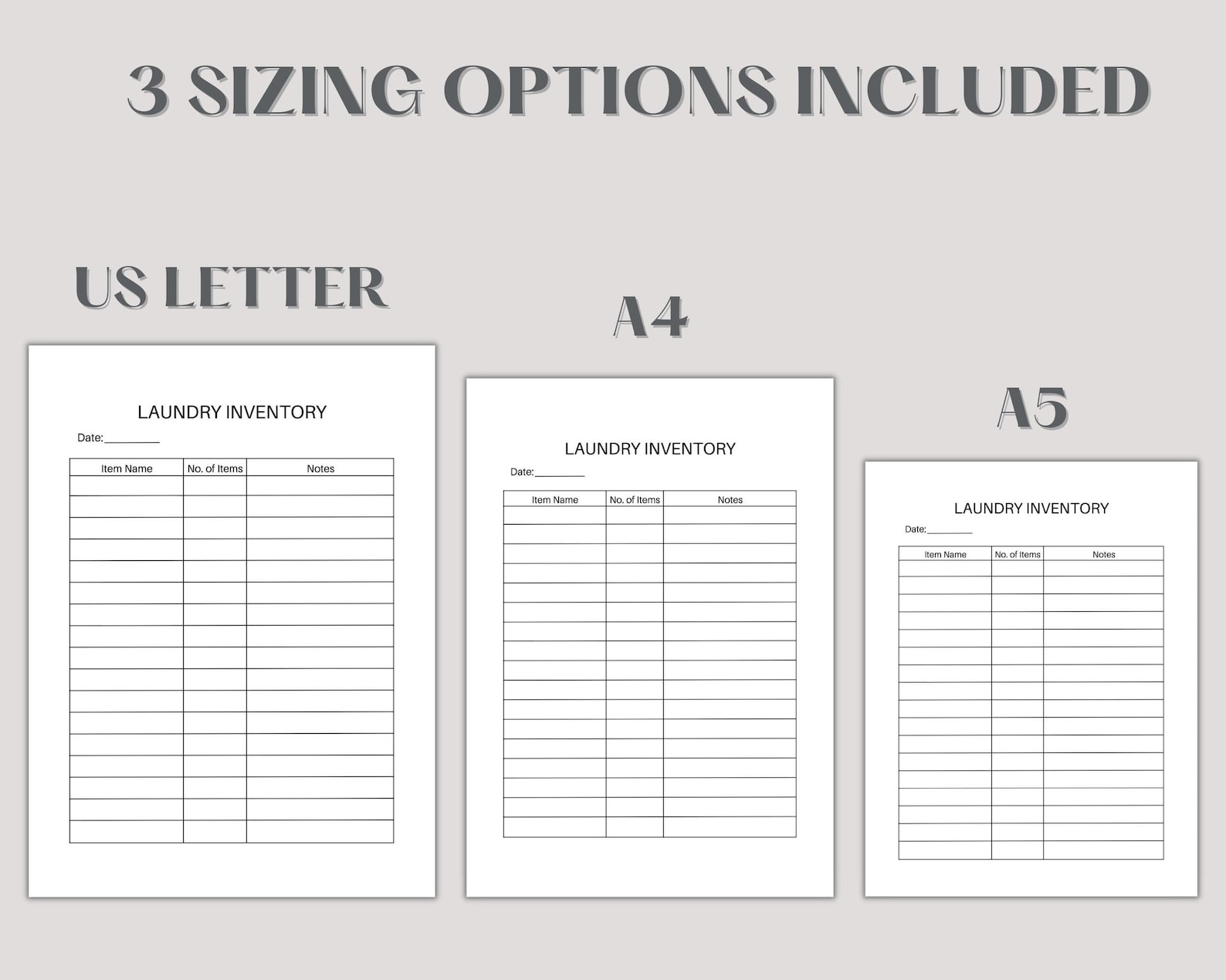 Laundy Inventory, Printable Laundry Inventory Log, Laundry Organiser ...