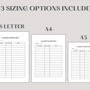 Laundy Inventory, Printable Laundry Inventory Log, Laundry Organiser ...