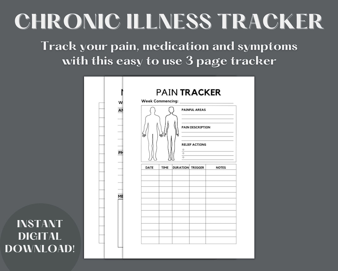 Chronic Illness Tracker, Printable Chronic Pain Tracker, Symptom ...