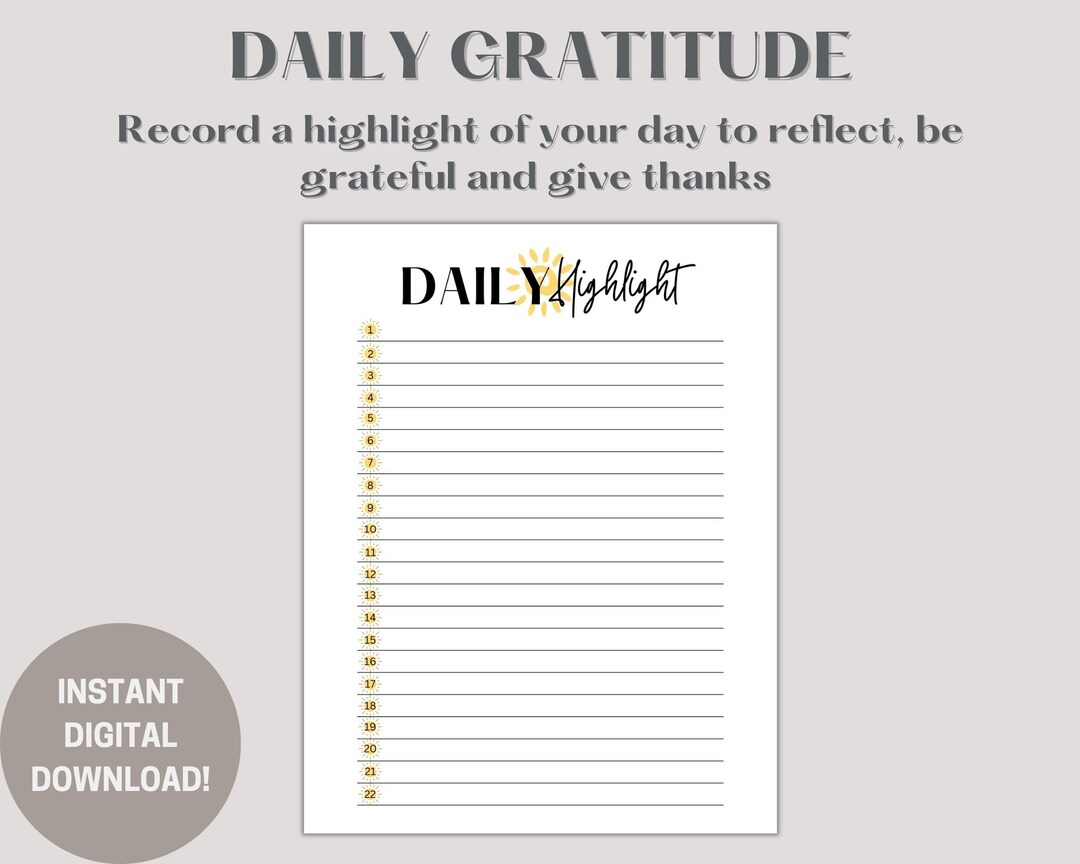 Daily Check in Journal, Printable Gratitude Journal, Daily Reflection ...