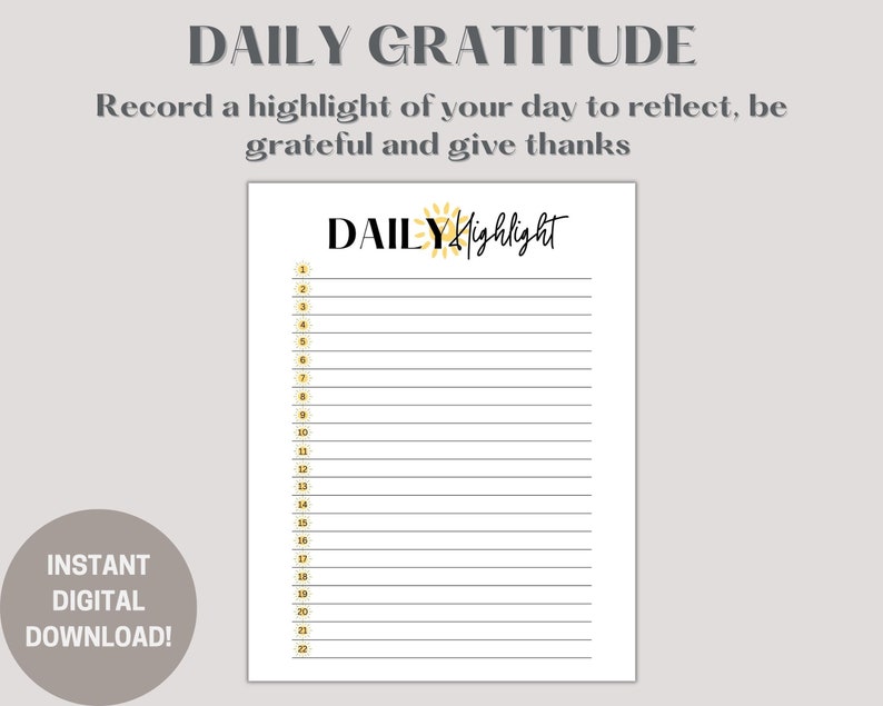 Daily Check in Journal, Printable Gratitude Journal, Daily Reflection ...