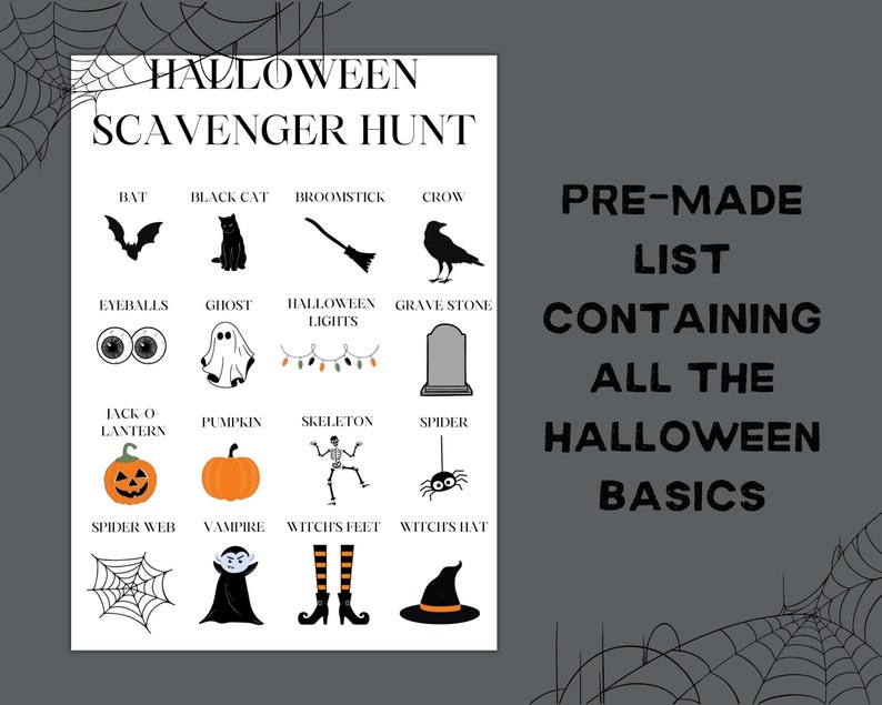 Halloween Scavenger Hunt, Scavenger Hunt for Kids, Printable Teasure ...
