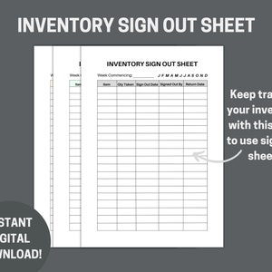 Inventory Sign Out Sheet, Checkout and Track Inventory Sign Out and ...