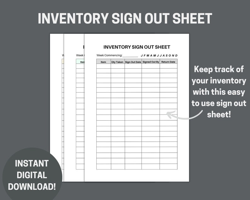 Inventory Sign Out Sheet, Checkout and Track Inventory Sign Out and ...