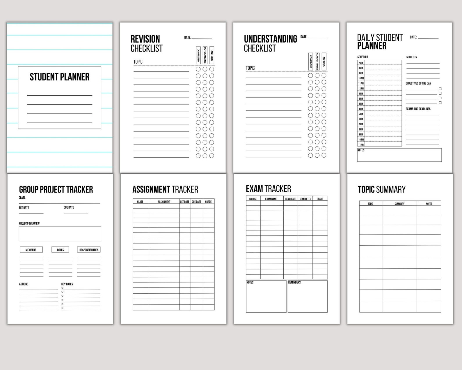 Student Planner, Printable Exam and Study Kit, Exam Planner, School ...