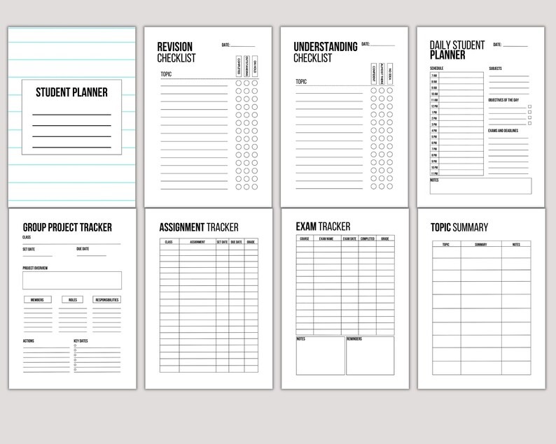 Student Planner, Printable Exam and Study Kit, Exam Planner, School ...