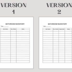 Bathroom Inventory, Printable Bathroom Log, Bathroom Organiser, Home ...