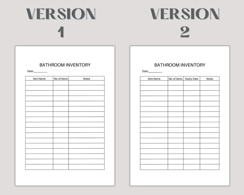 Bathroom Inventory, Printable Bathroom Log, Bathroom Organiser, Home ...