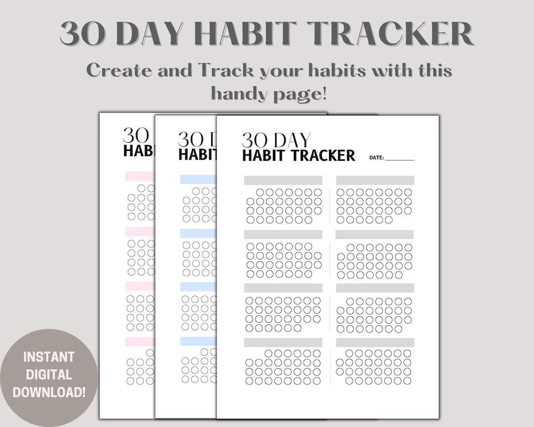 30 Day Habit Tracker, Habit Tracker and Planner for Mental Health and ...