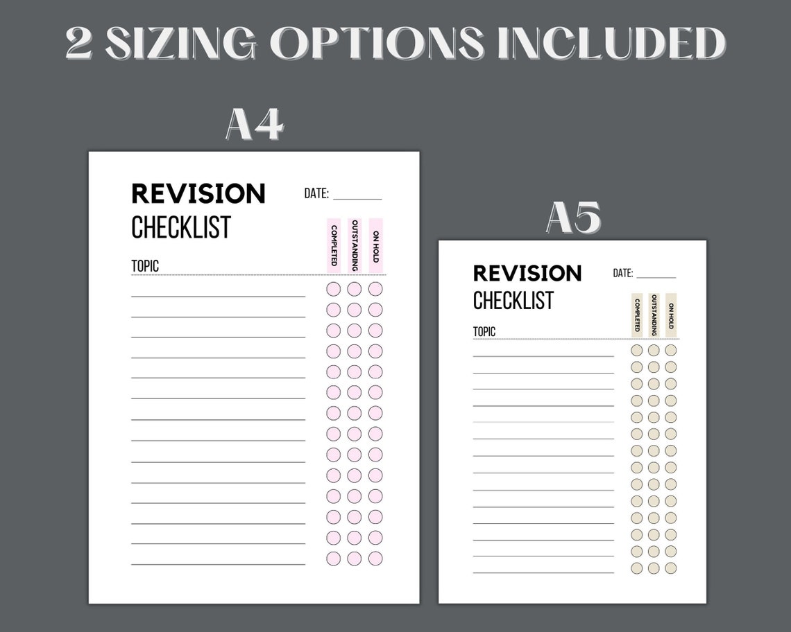 Study and Revision Checklist, Printable Student Planner and Tracker for ...