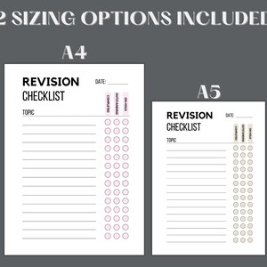 Study and Revision Checklist, Printable Student Planner and Tracker for ...
