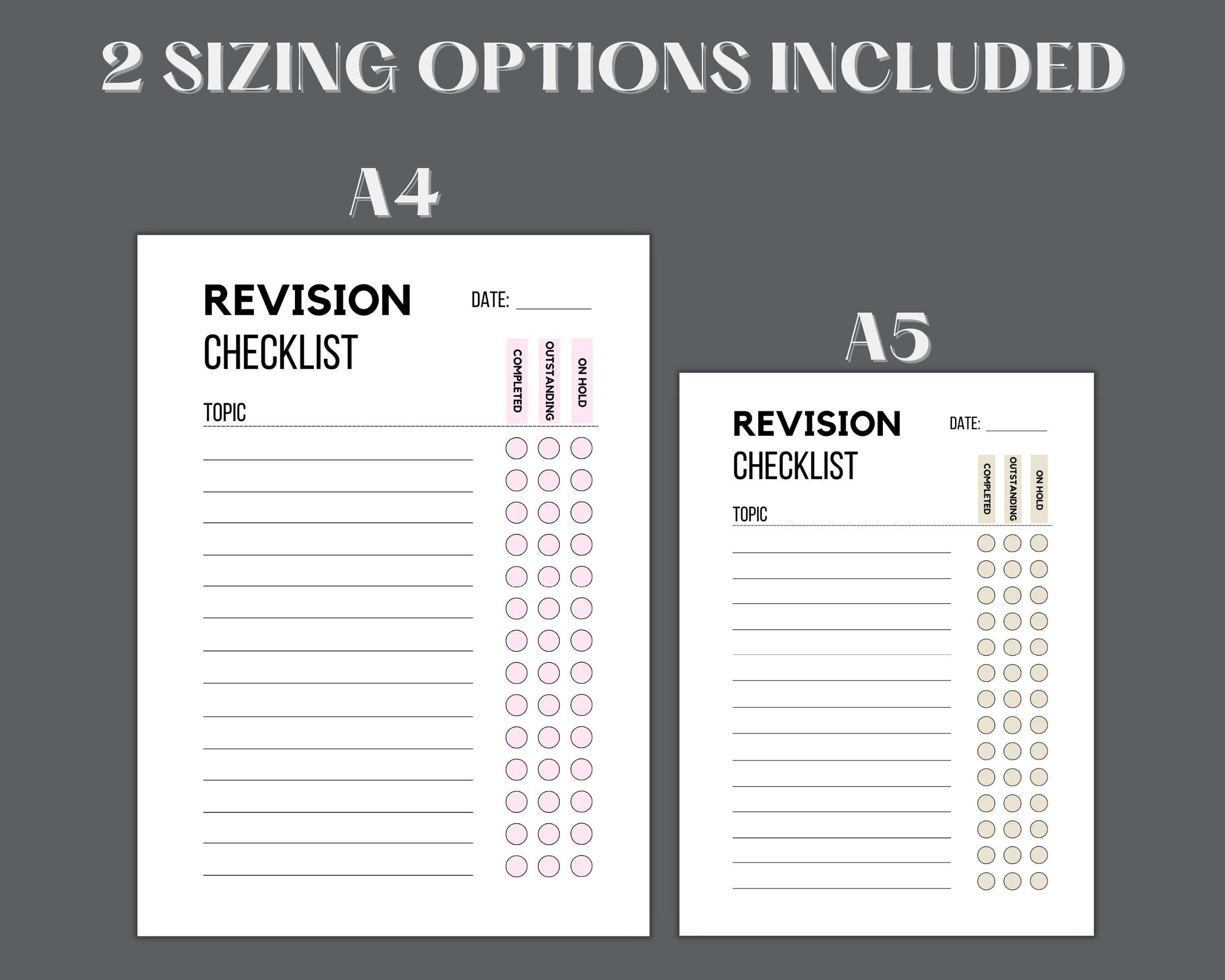 Study and Revision Checklist, Printable Student Planner and Tracker for ...