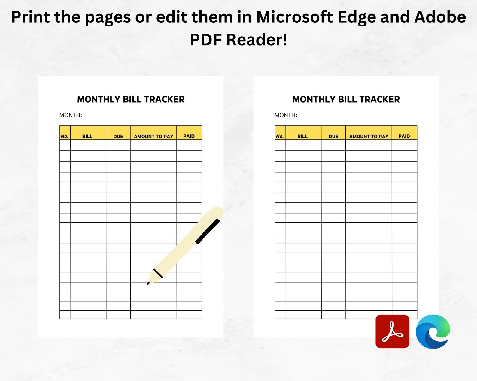 Monthly Bill Payment Tracker, Printable Bill Tracker, Monthly Bill ...