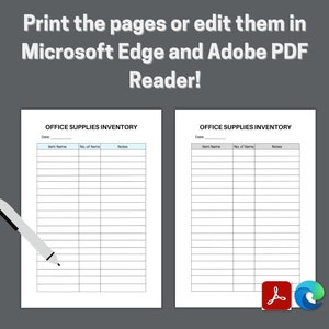 Office Supplies Inventory, Printable Office Supplies Log, Office ...