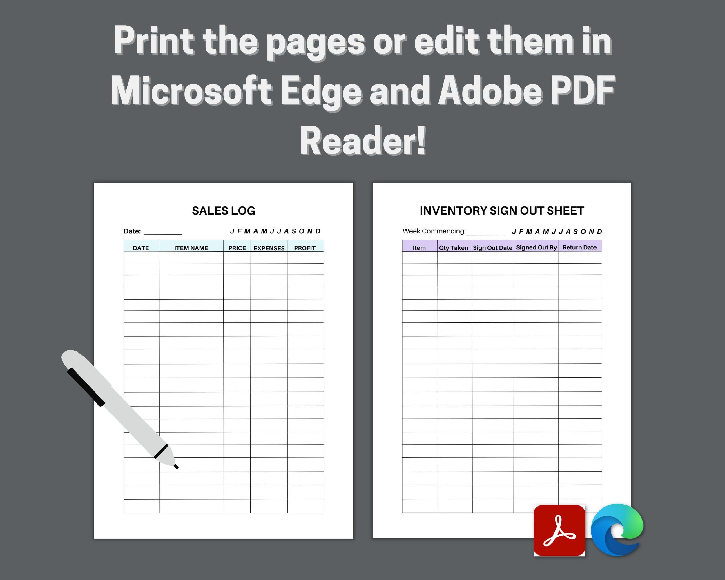 Sales Log, Printable Sales Tracker, Sales Log, Items Log, Profit and ...