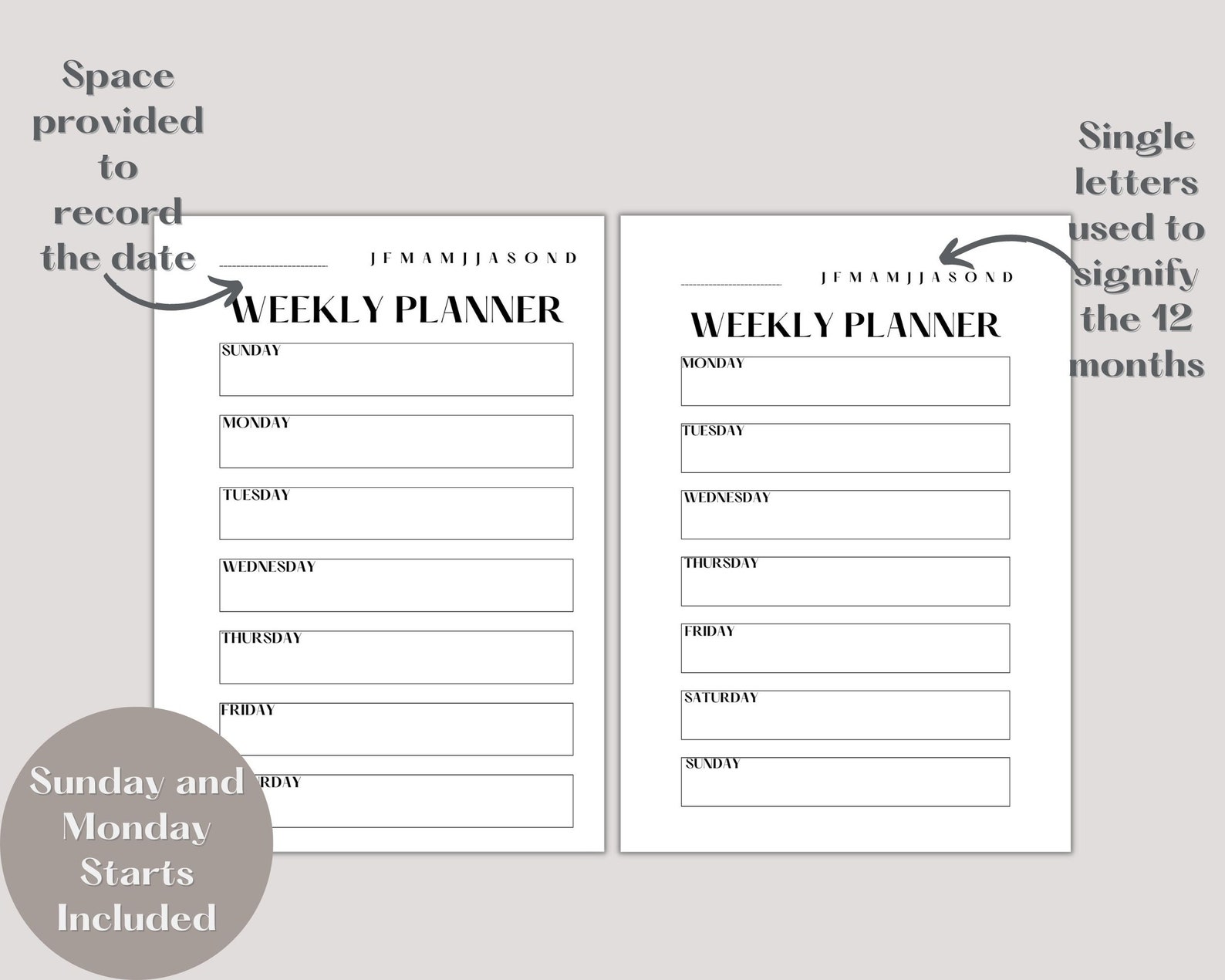 Weekly Planner, Printable Weekly Planner, Weekly Organiser, Weekly ...