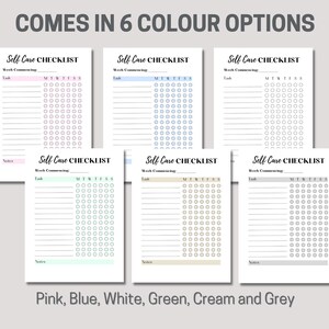 Self Care Checklist for Wellbeing, Health and Lifestyle, Daily Check in ...