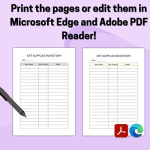 Art Supplies Inventory, Printable Art Supplies Log, Arts and Crafts ...