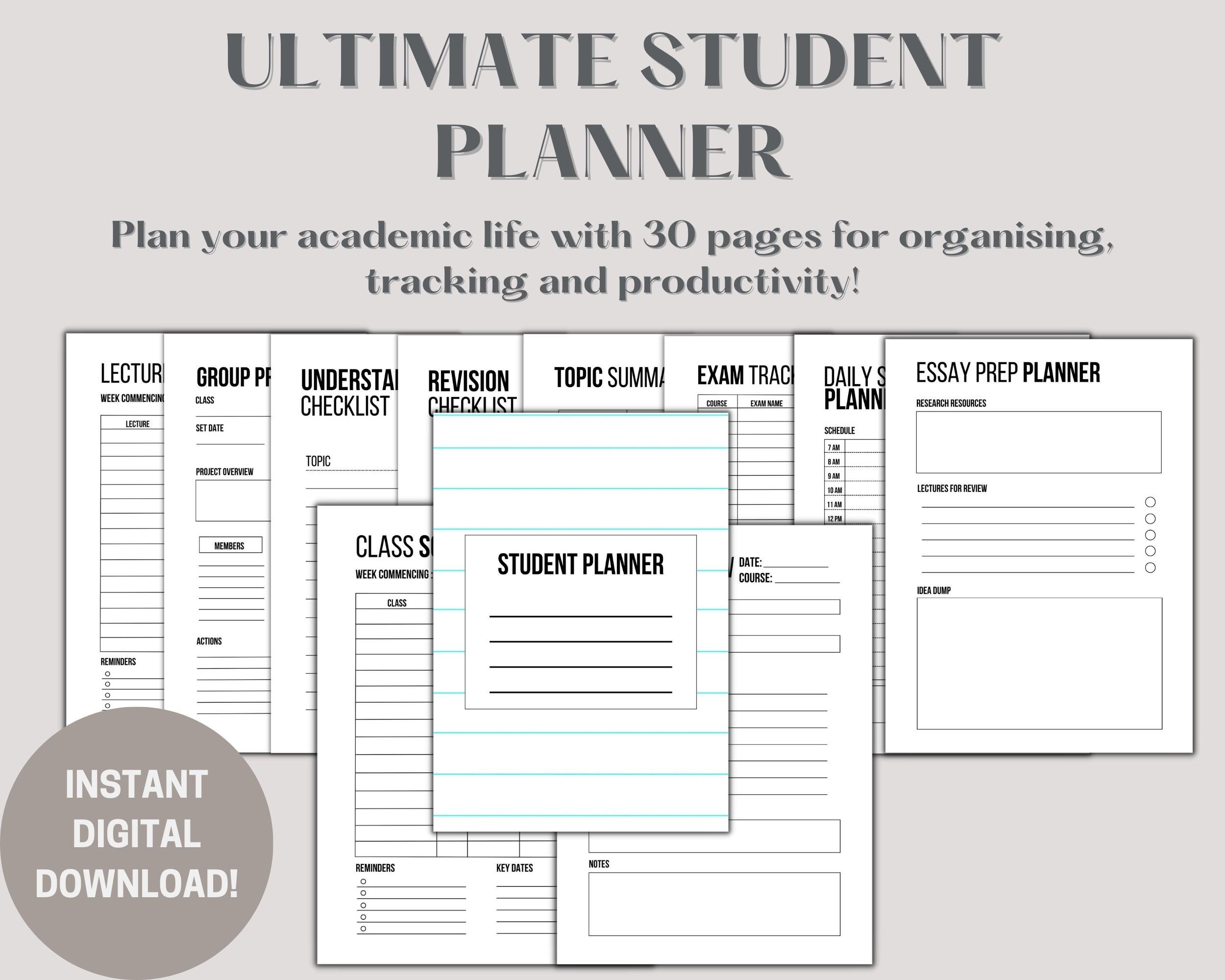 Student Planner, Printable Exam and Study Kit, Exam Planner, School ...