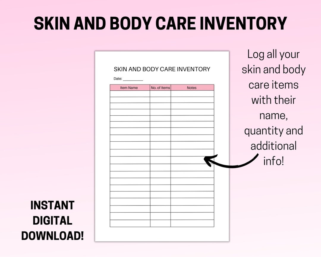 Skin and Body Care Inventory Tracker, Printable Beauty Inventory ...