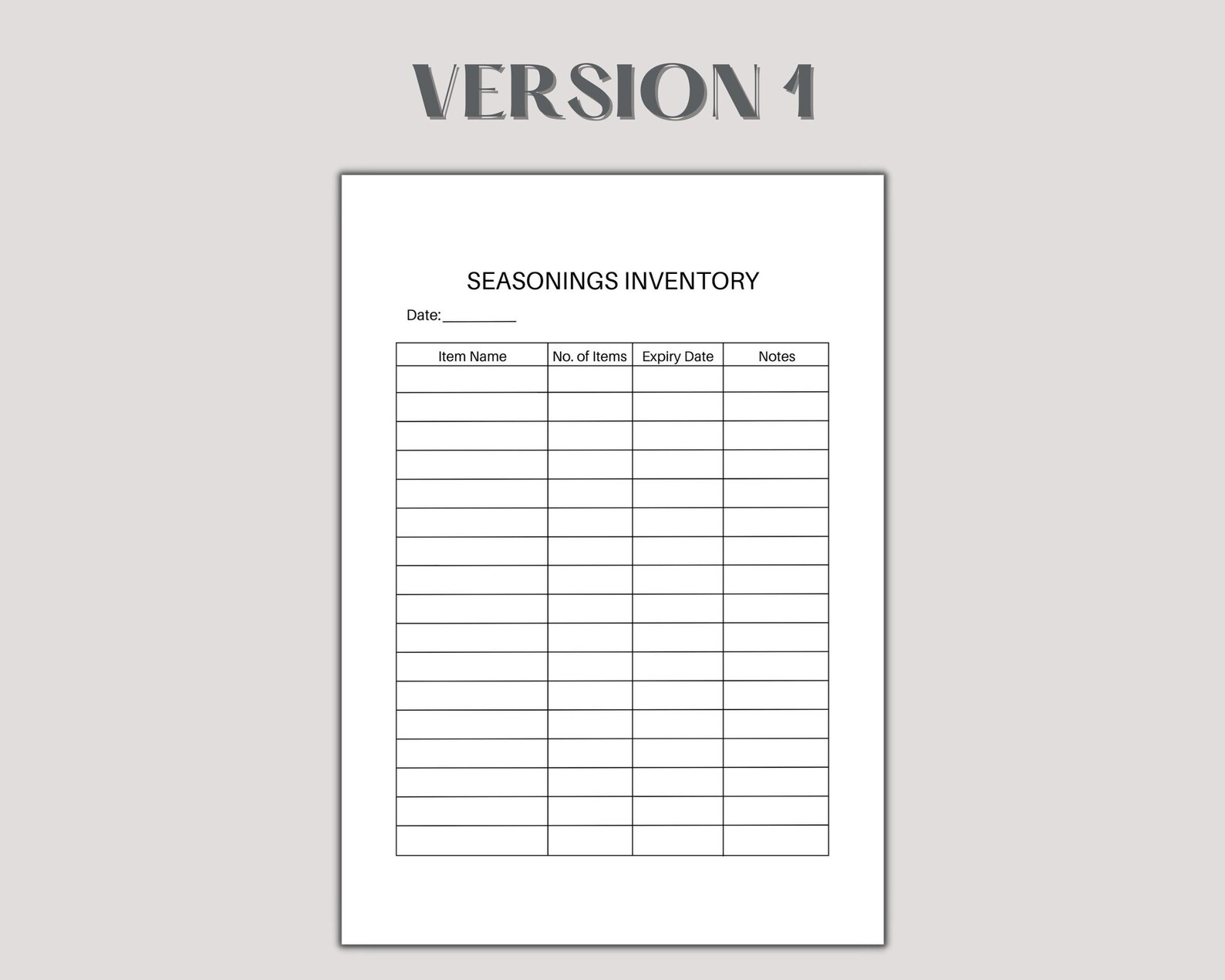 Spice Inventory, Printable Food Inventory, Seasoning Log, Spice Log ...