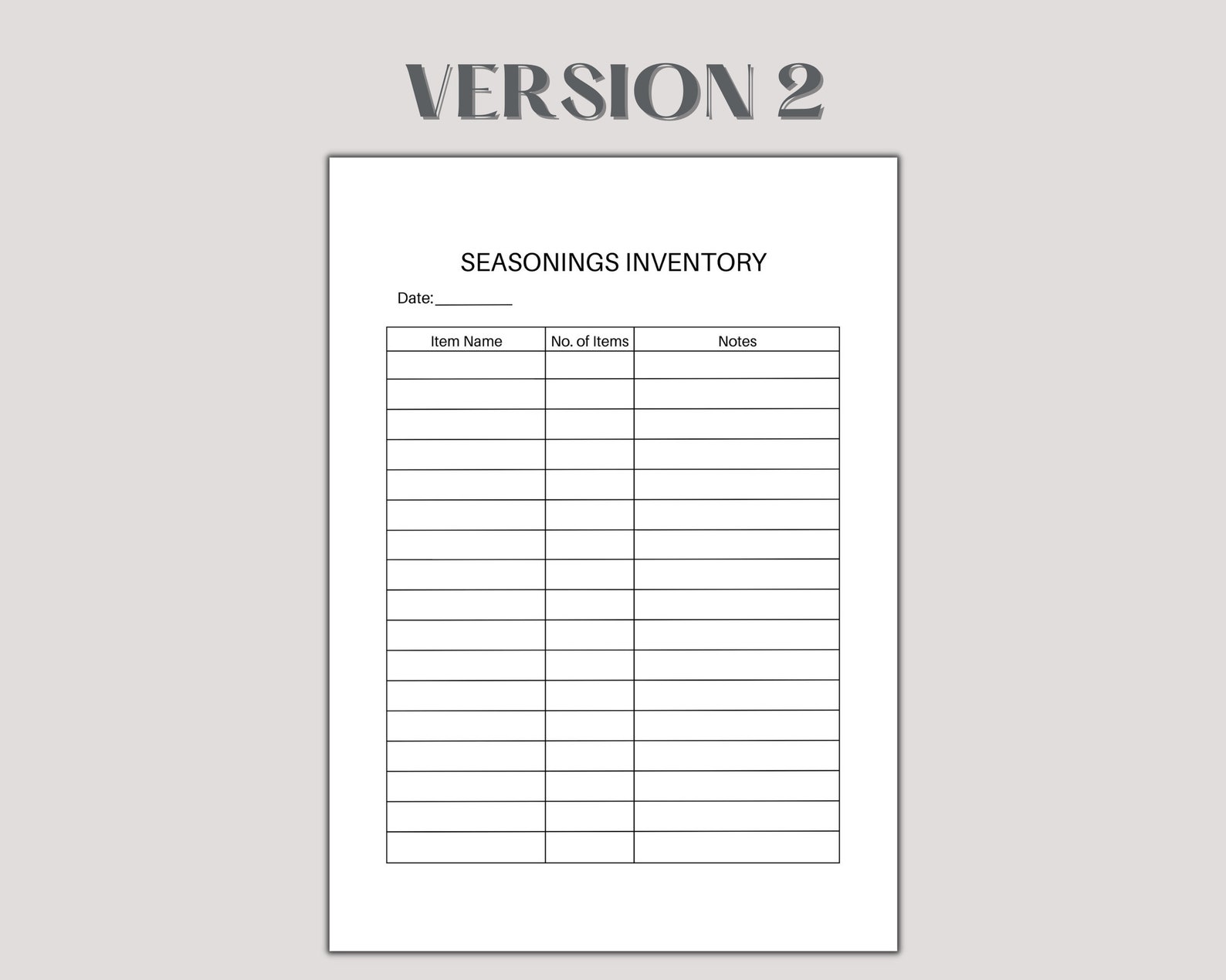 Spice Inventory, Printable Food Inventory, Seasoning Log, Spice Log ...