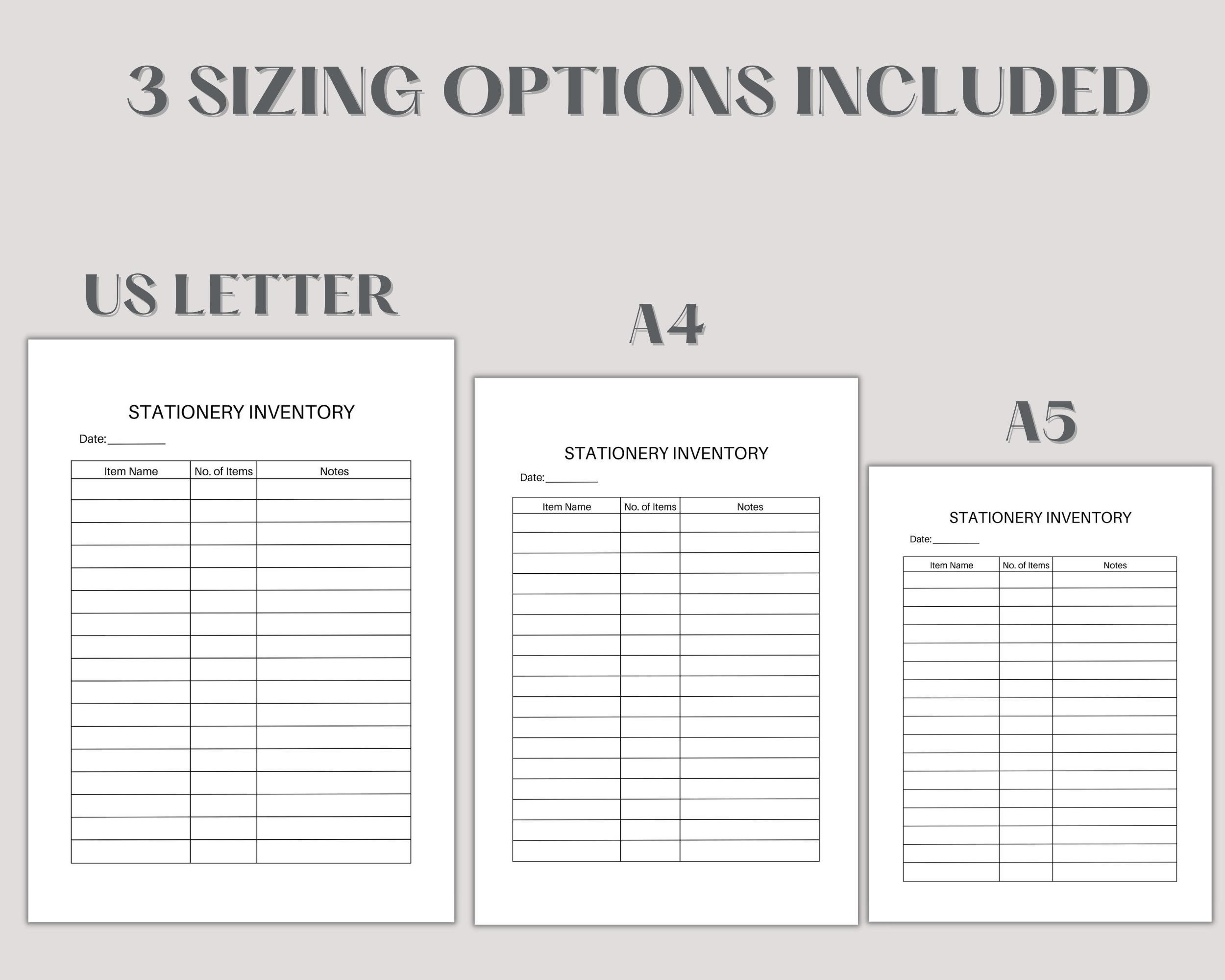 Stationery Inventory Printable, Stationery Log, Office Supplies ...