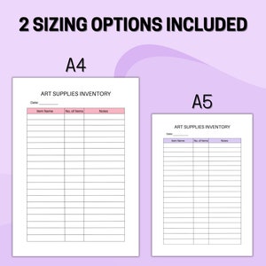 Art Supplies Inventory, Printable Art Supplies Log, Arts and Crafts ...
