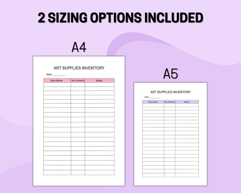 Art Supplies Inventory, Printable Art Supplies Log, Arts and Crafts ...