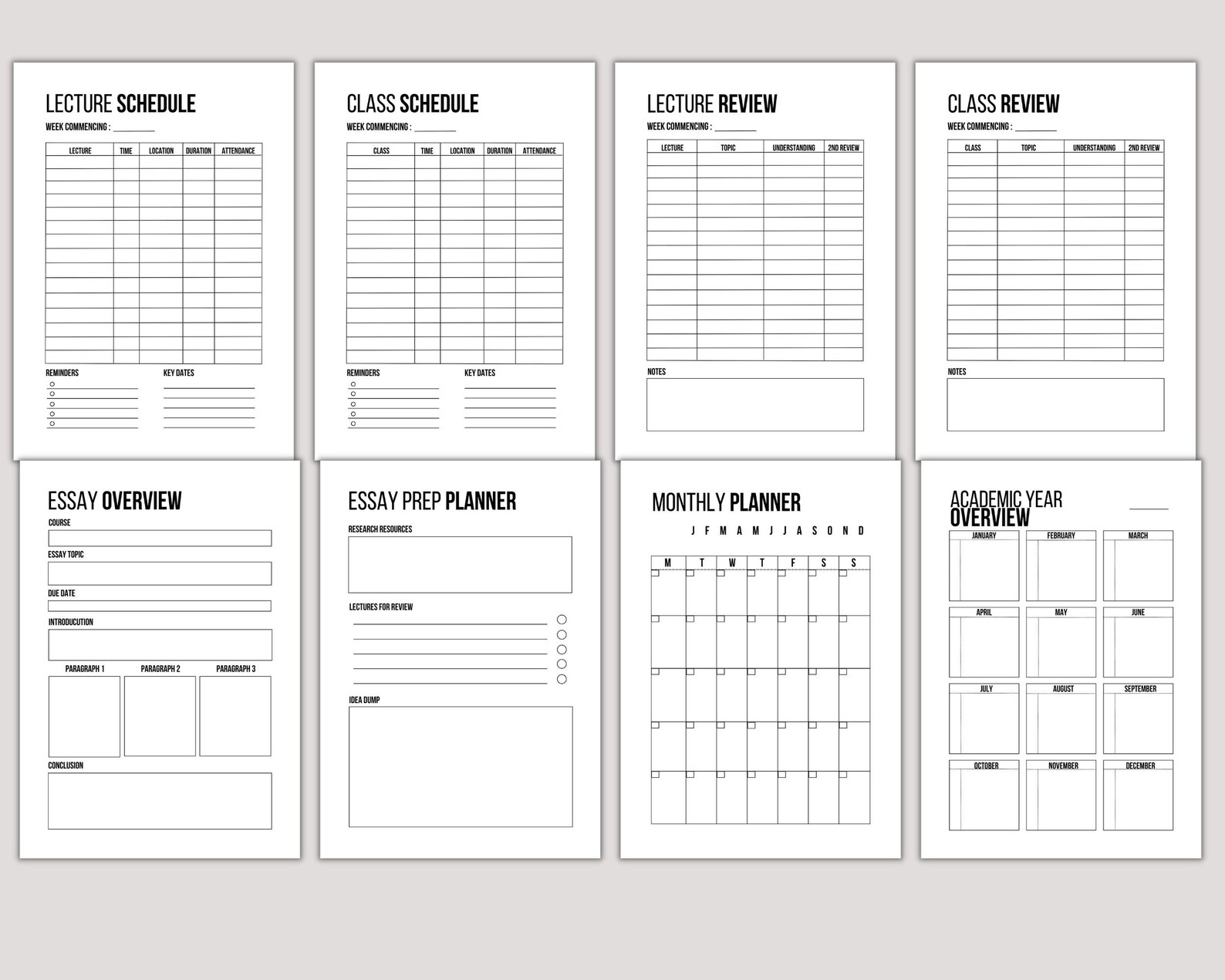 Student Planner, Printable Exam and Study Kit, Exam Planner, School ...