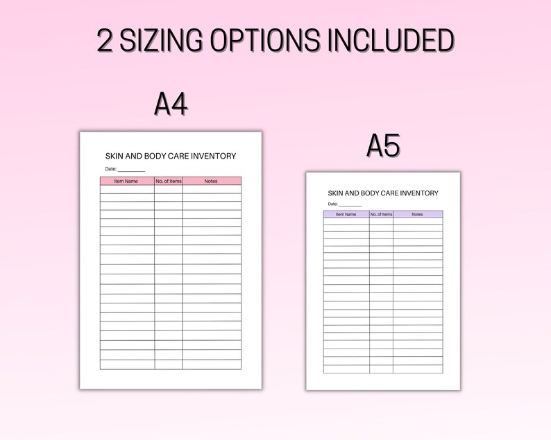 Skin and Body Care Inventory Tracker, Printable Beauty Inventory ...