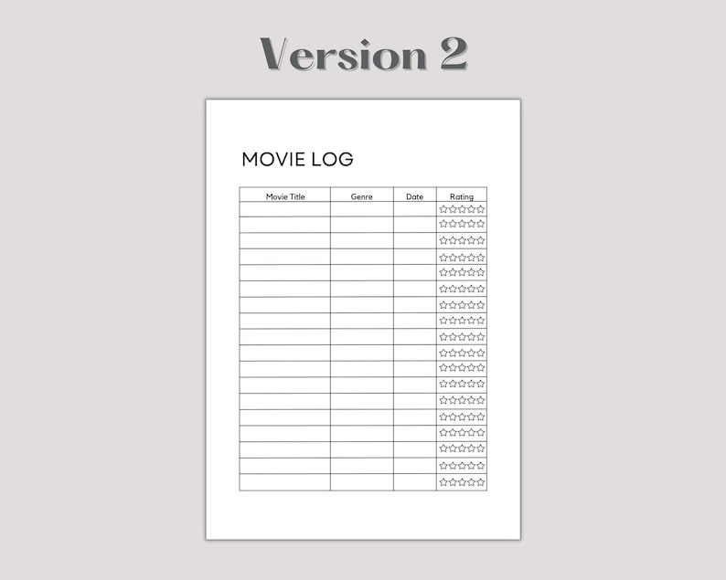 Movie Log Printable, Movie Tracker, Film Tracker, Movie Review, Movies ...