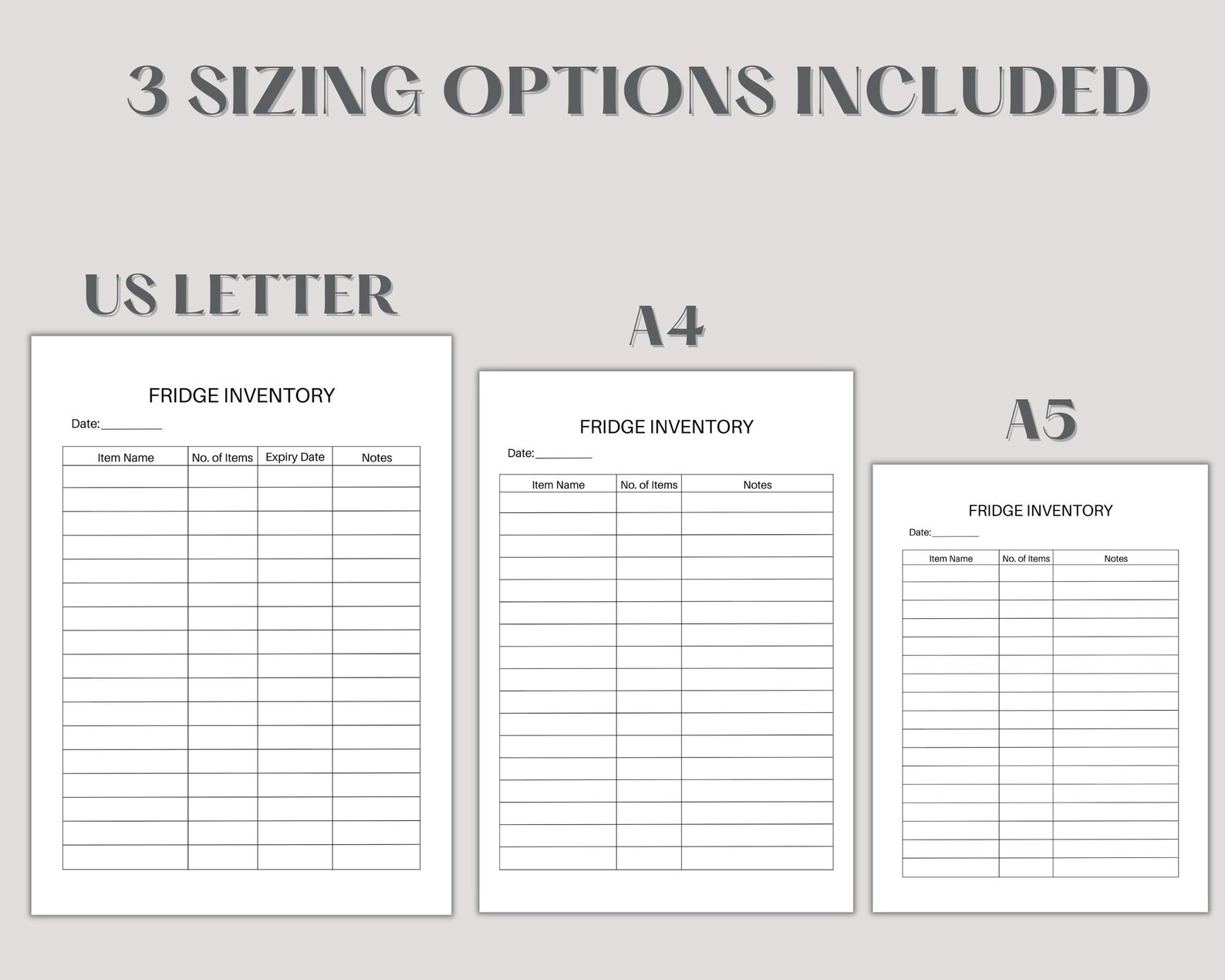 Kitchen Inventory Log, Printable Kitchen Inventory, Fridge Inventory ...