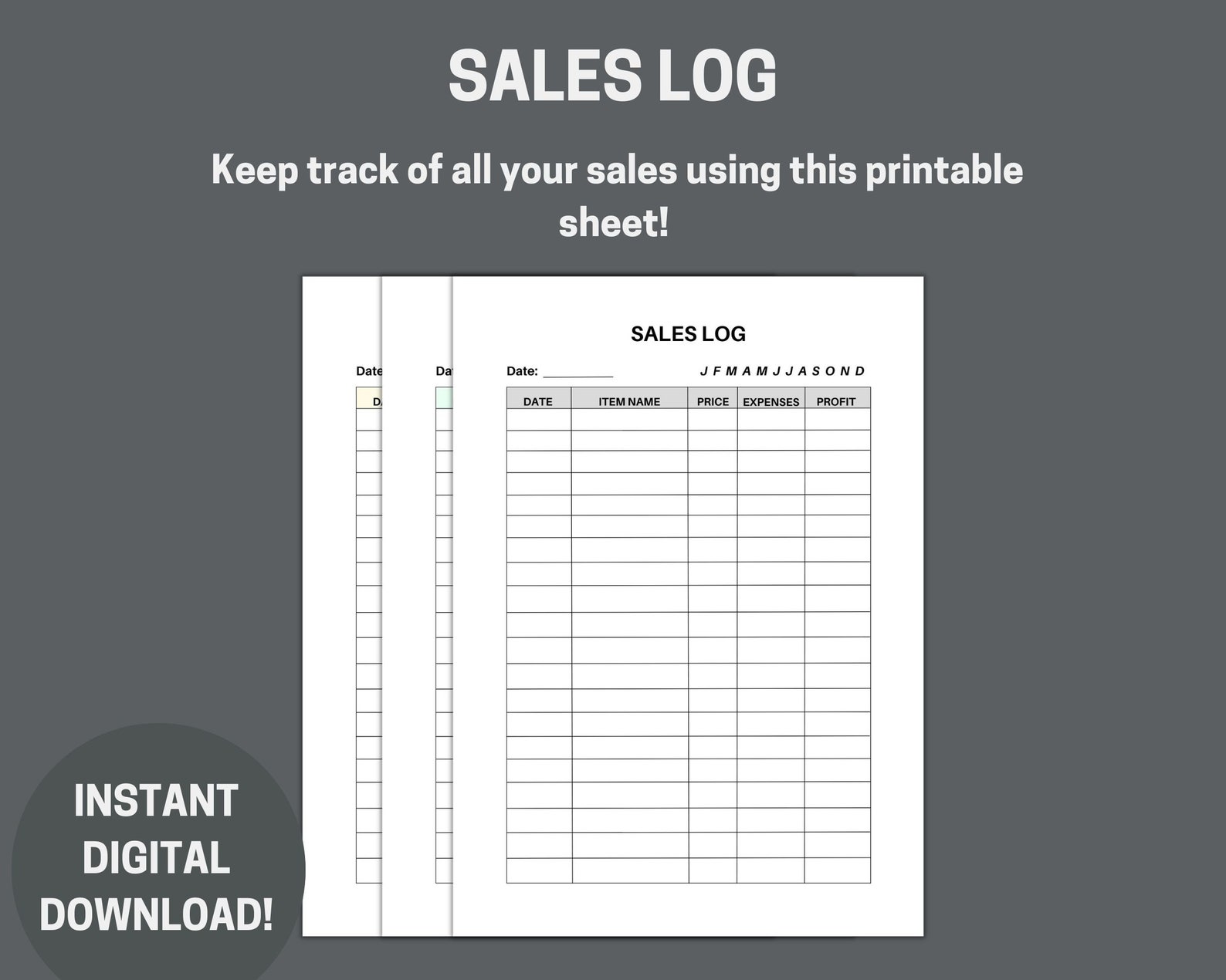 Sales Log, Printable Sales Tracker, Sales Log, Items Log, Profit and ...