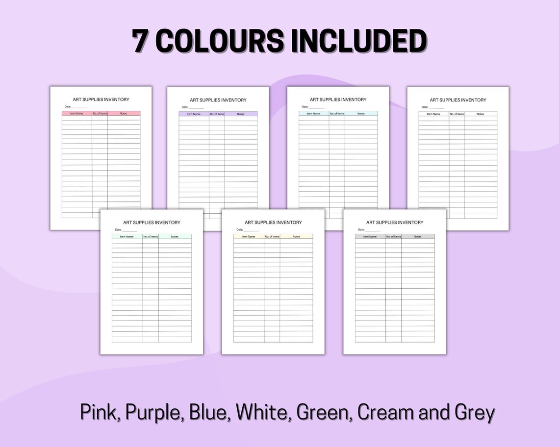 Art Supplies Inventory, Printable Art Supplies Log, Arts and Crafts ...