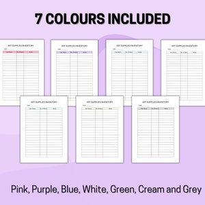 Art Supplies Inventory, Printable Art Supplies Log, Arts and Crafts ...