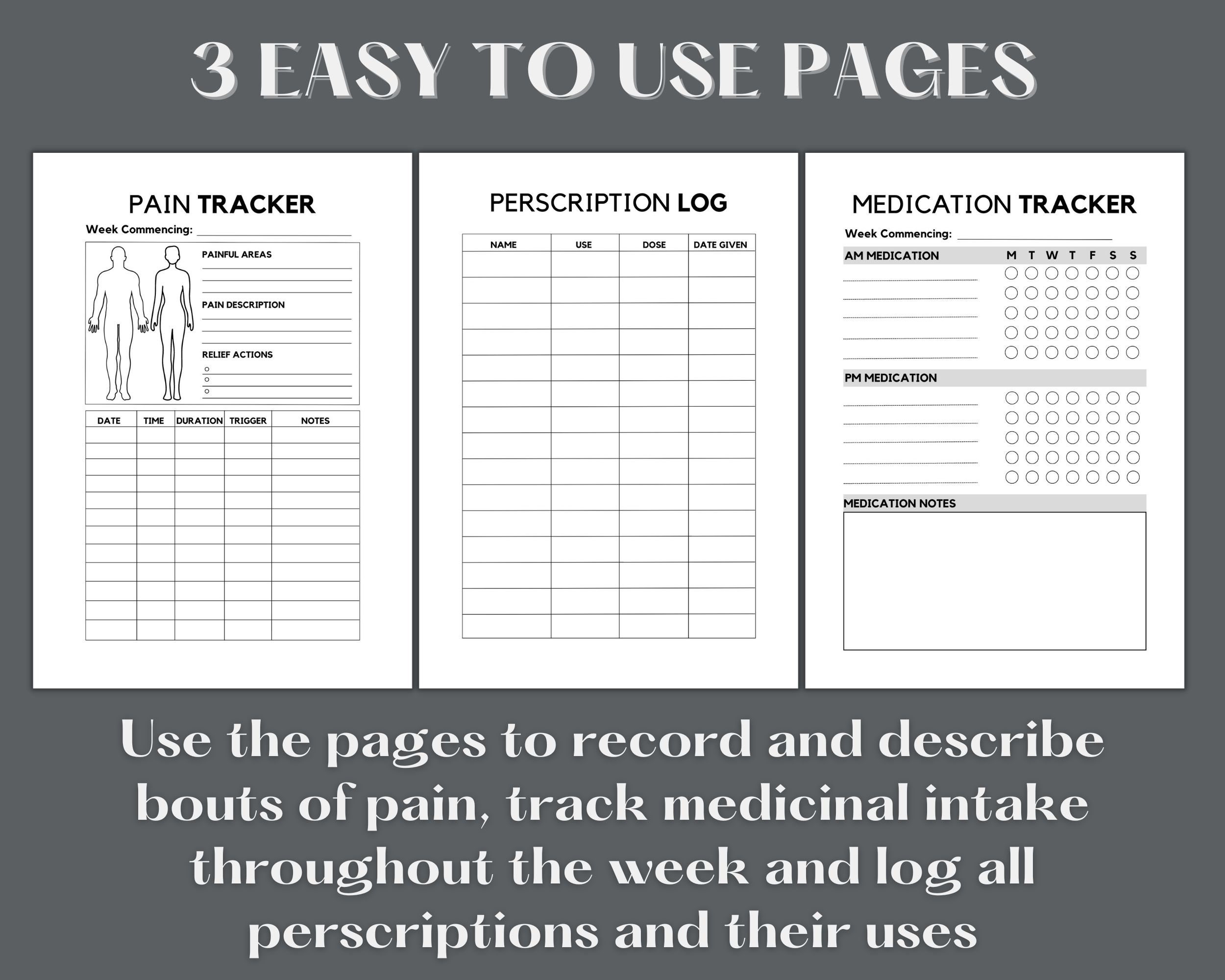 Chronic Illness Tracker, Printable Chronic Pain Tracker, Symptom ...