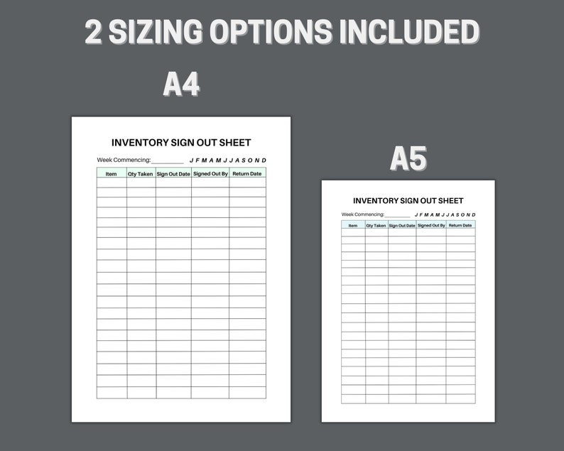 Inventory Sign Out Sheet, Checkout and Track Inventory Sign Out and ...