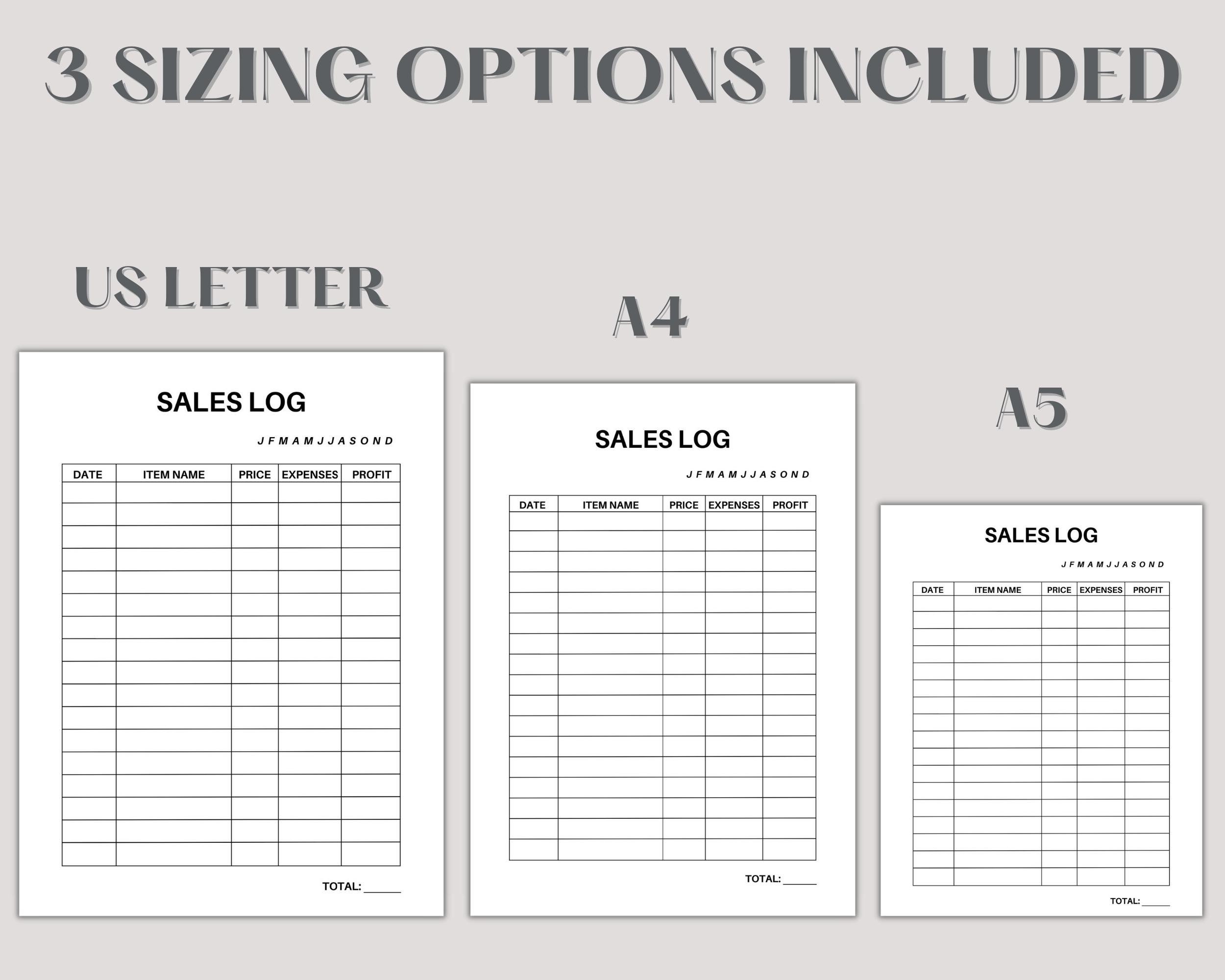 Sales Log, Printable Sales Tracker, Order Tracker, Order Log, Online ...
