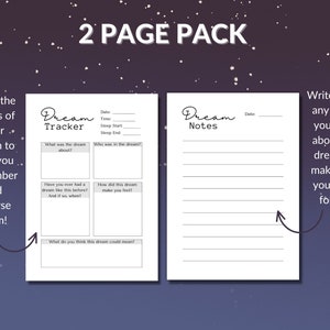 Dream Tracker, Printable Dream Analysis, Dream Journal, Dream Diary ...